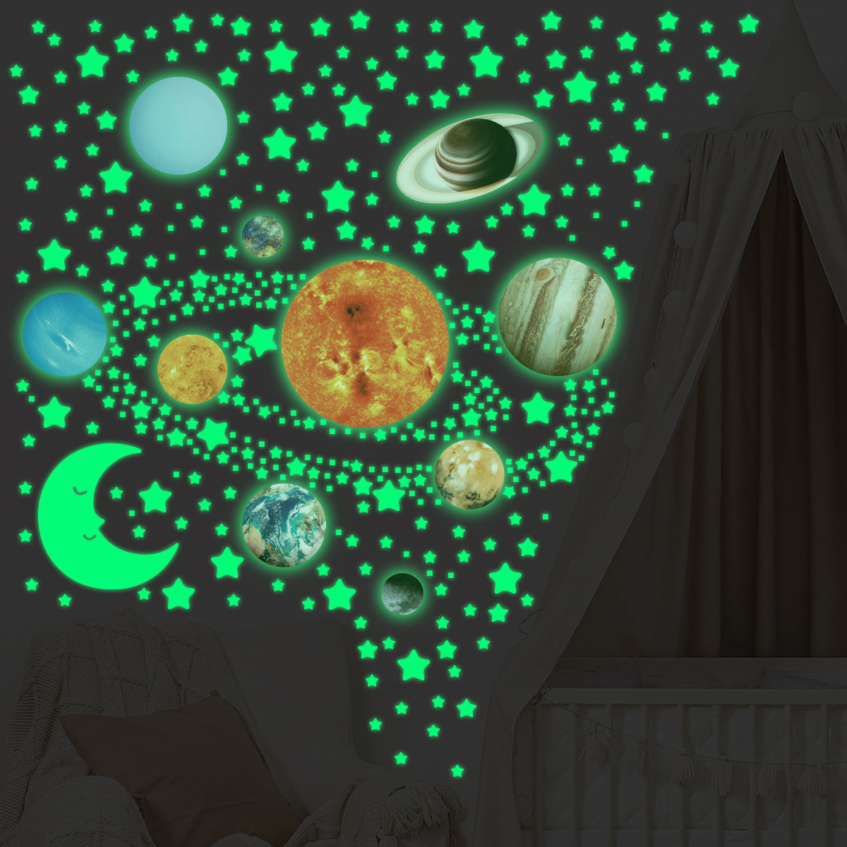 Glow Universe Planet Stickers – DIY Wall & Ceiling Set – Home Tudoholic